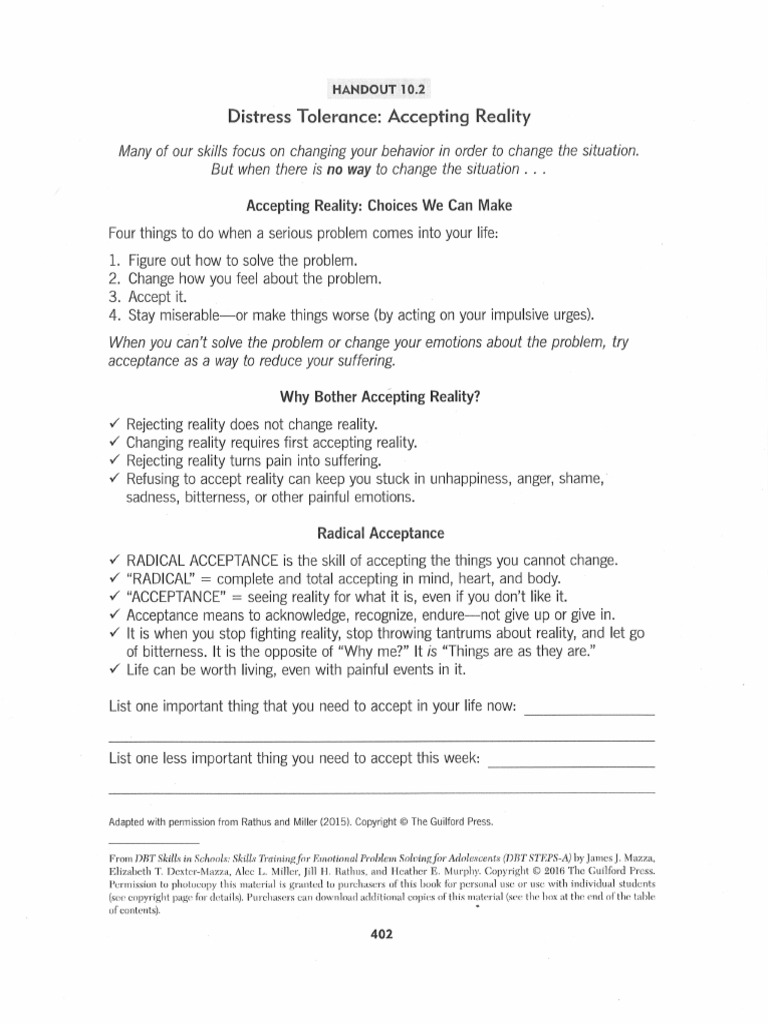 Accepting Our Reality Handouts | PDF