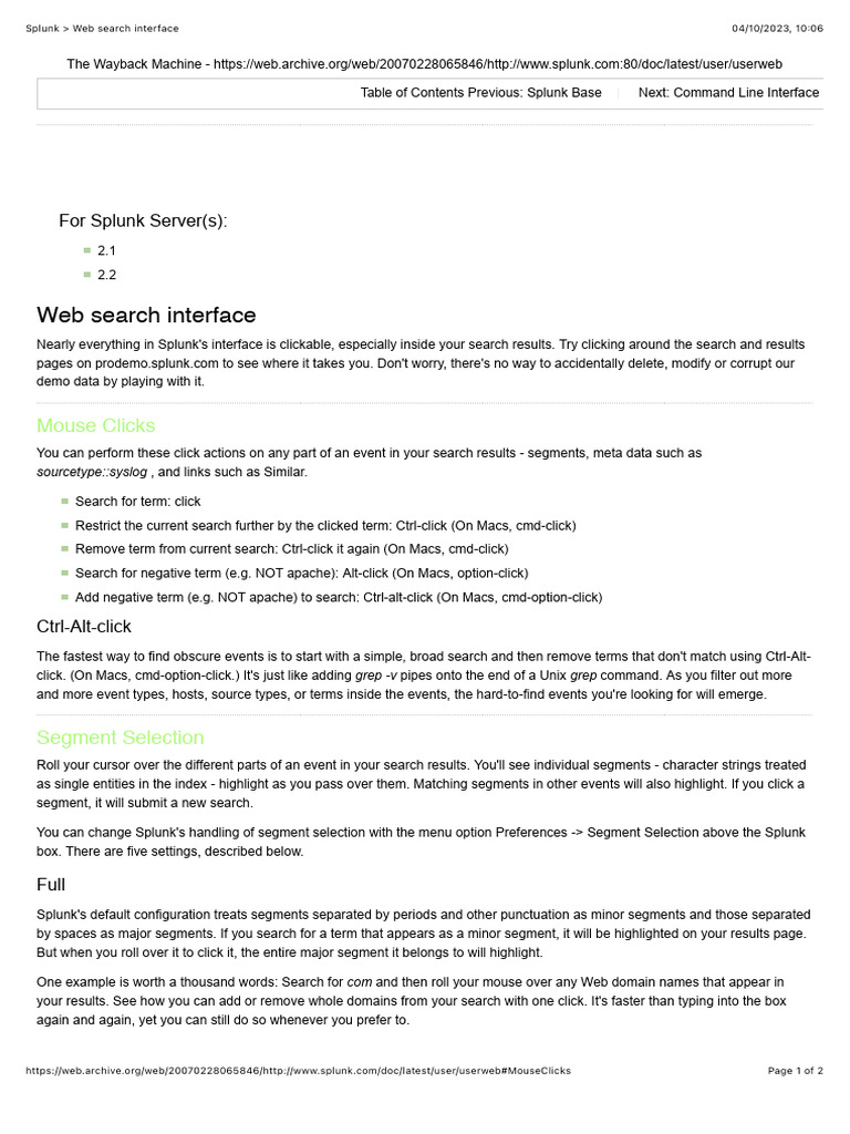 Splunk Web Search Interface Pdf World Wide Web Internet And Web