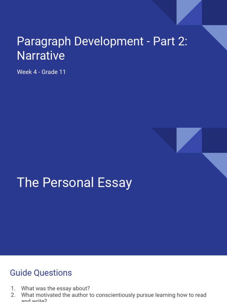 PD2 - Narrative (Personal Essay and Memoir) | PDF | Foreign Language ...