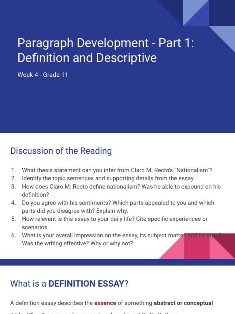 Paragraph Development: Essays Explained | PDF | Essays | Concept