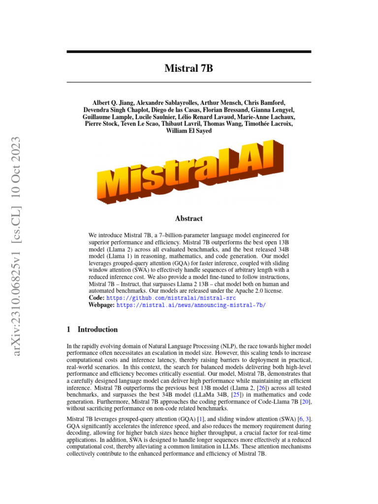 Mistral 7b | PDF | Cache (Computing)