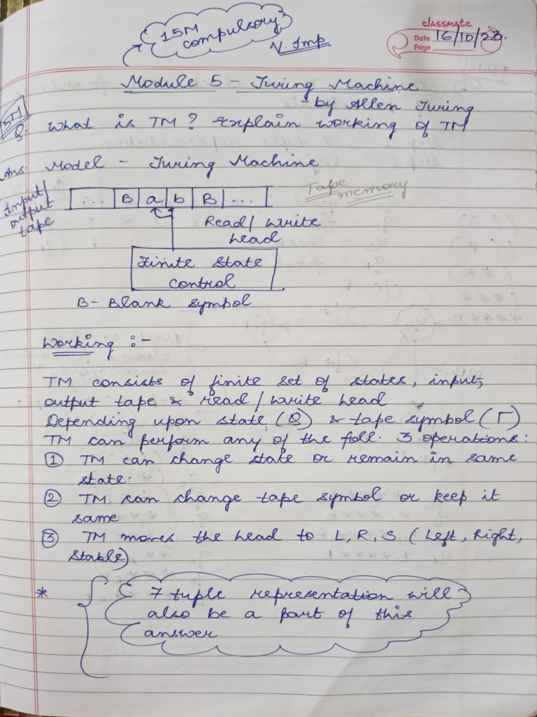 TCS Module 5 Turing Machine - Srushti K | PDF