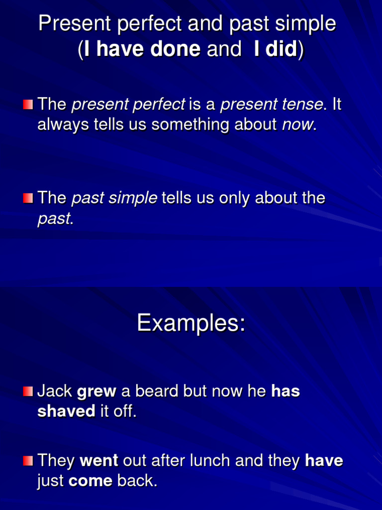 Present Perfect Vs Past | PDF | Grammatical Tense | Grammar