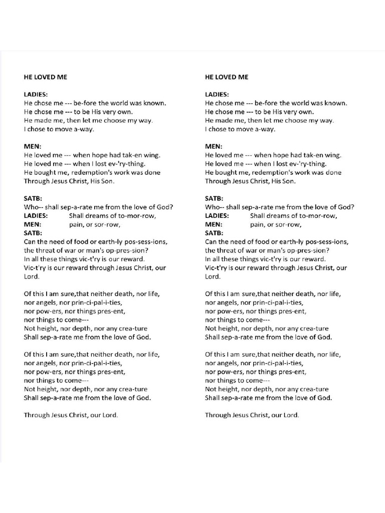 He Loved Me Lyrics | PDF