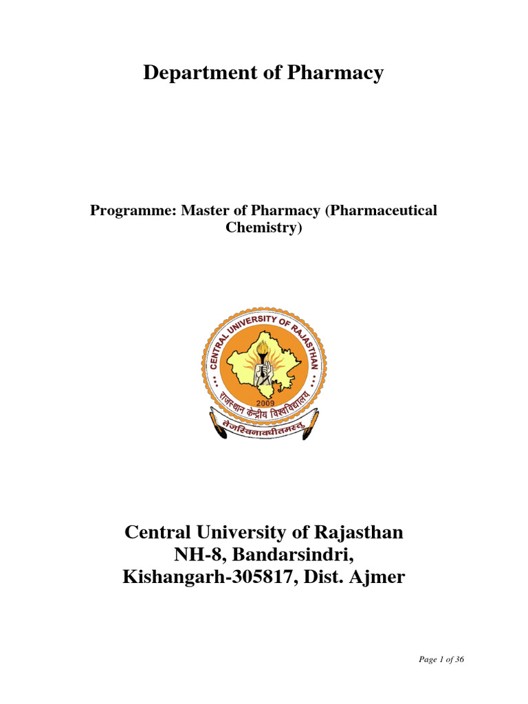 M Pharm Pharmaceutical Chemistry - Detailed Syllabus | PDF | Catalysis ...