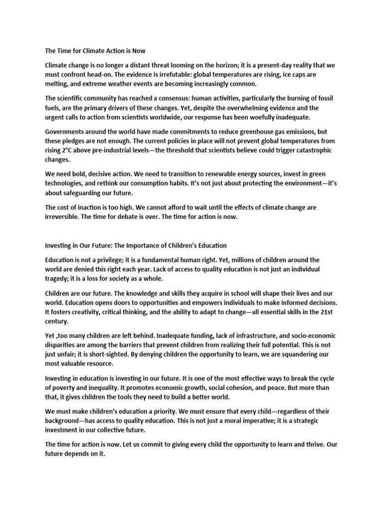 Editorial Writing Example PDF Climate Change Global Environmental