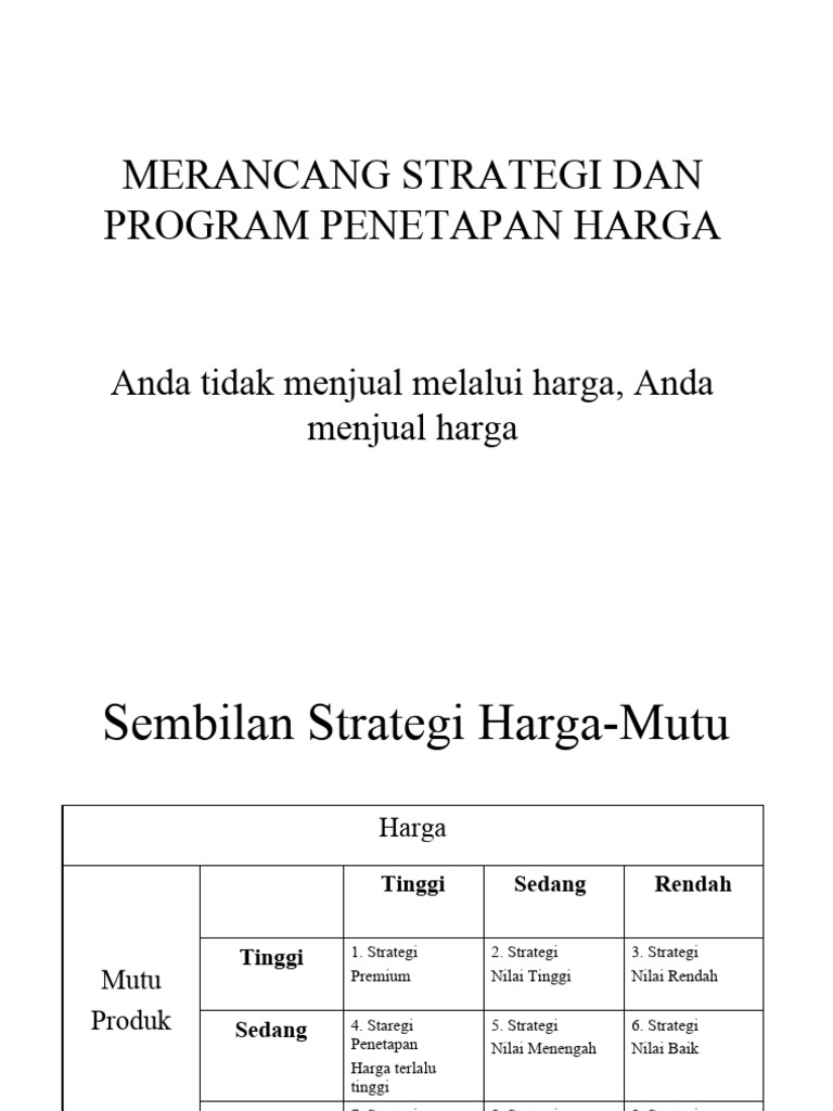 Merancang Strategi Dan Program Penetapan Harga | PDF | Bisnis