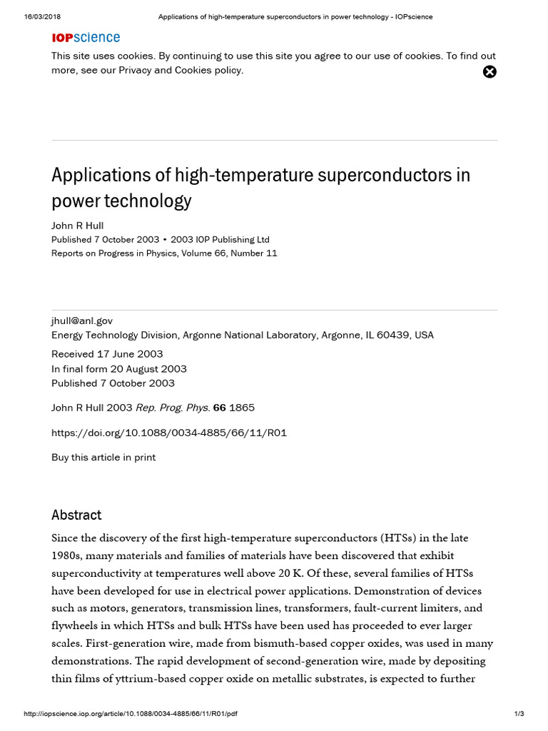 John R Hull | PDF | Superconductivity | High Temperature Superconductivity