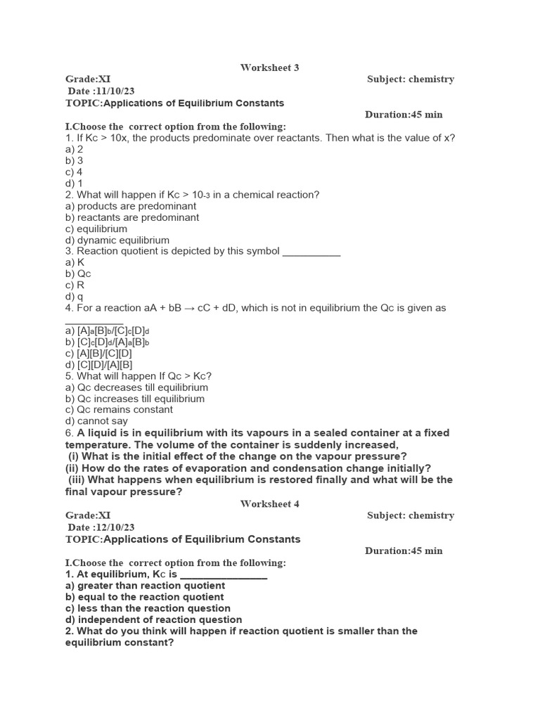 11 Worksheet 8-10-23 - 06102023 - 204200 | PDF | Chemical Equilibrium ...