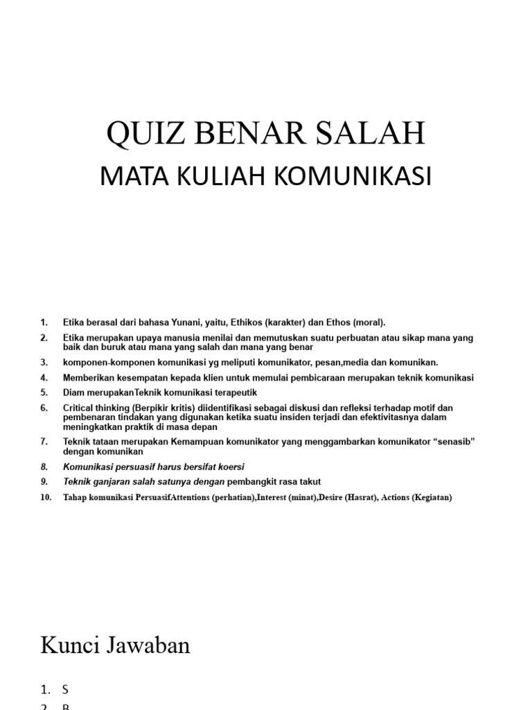 Quiz Etika dan Komunikasi Terapeutik | PDF