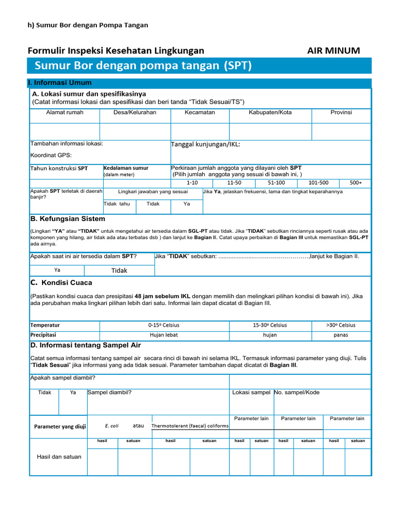 Form Ikl - Sumur Bor-Spt | PDF
