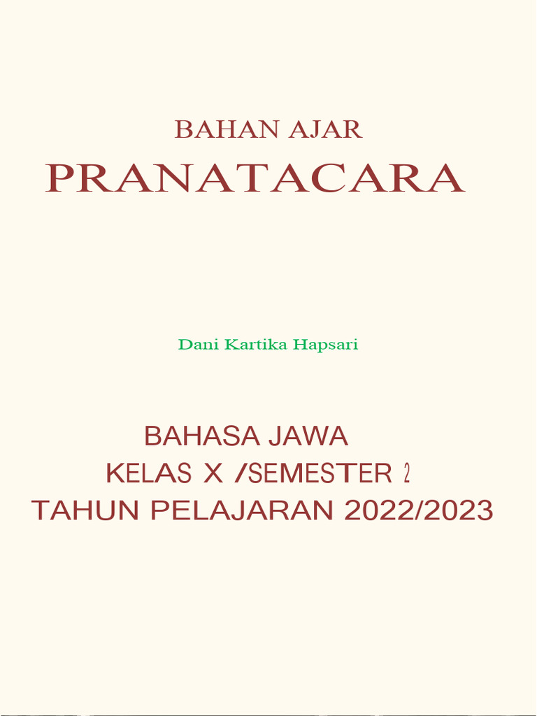 Bahan Ajar Pranatacara | PDF