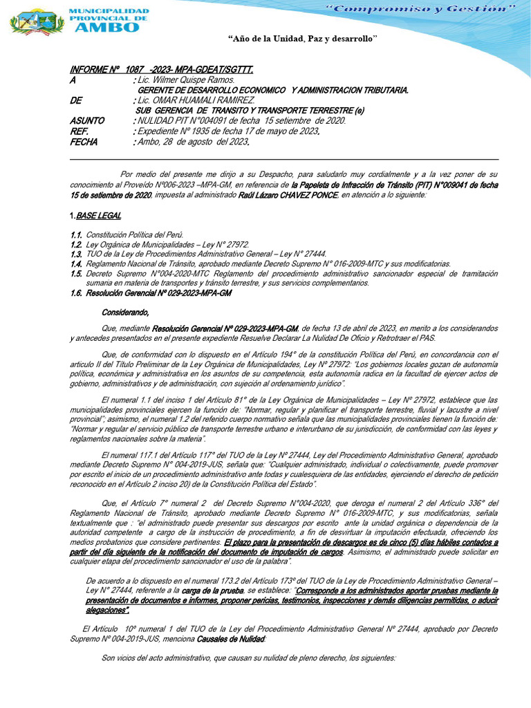 Informe - Raul Lazaro Chavez Ponce | PDF | Apelación | Regulación