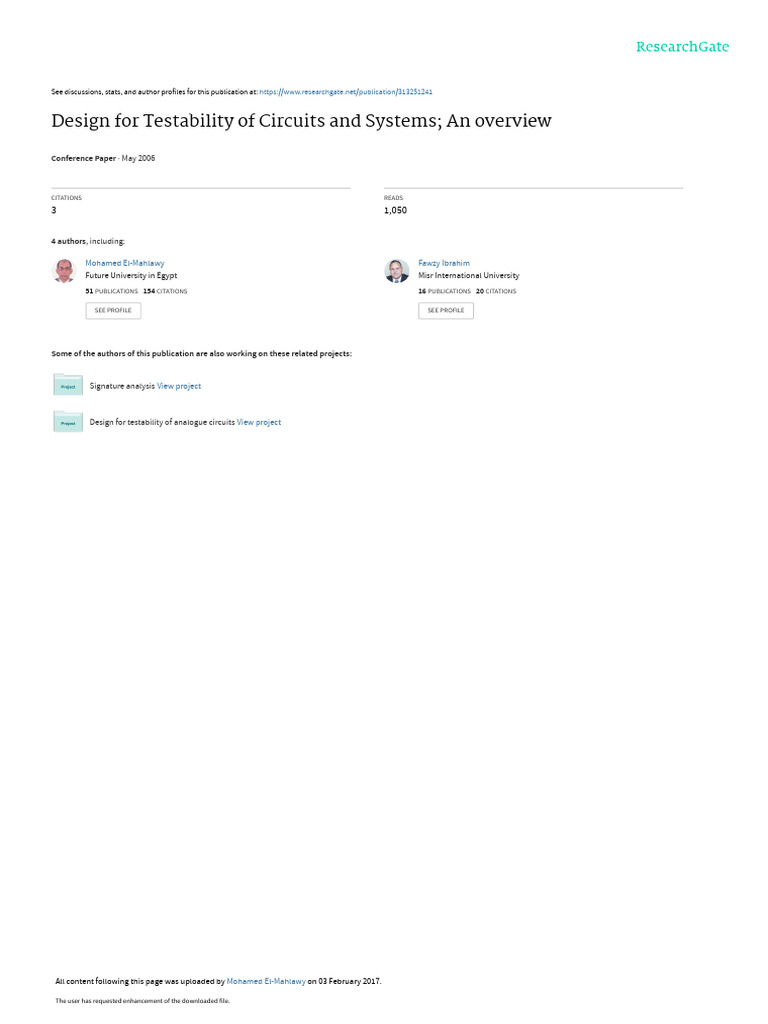 Design For Testability of Circuits and Systems, An Overview (MTCDFT ...