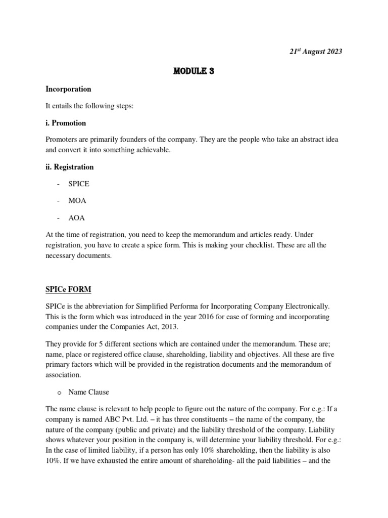 Company Law CA3 Notes Priyanshi PDF | PDF Company Law CA3 Notes Priyanshi PDF | PDF