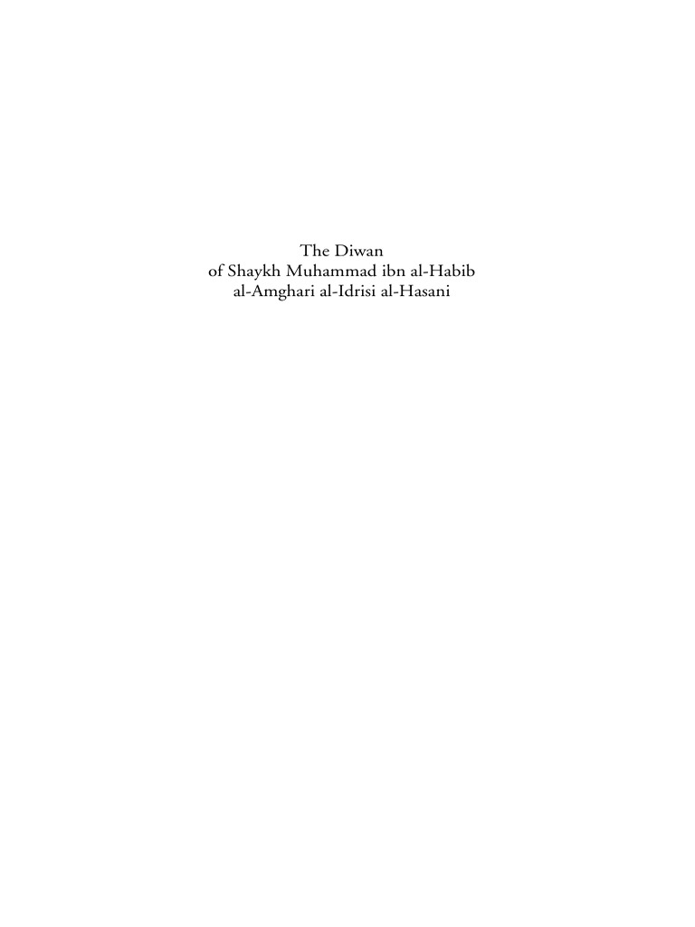 The Diwan of Shaykh Muhammad Ibn Al-Habib Al-Amghari Al-Idrisi Al-Hasani | PDF | Prophets And ...