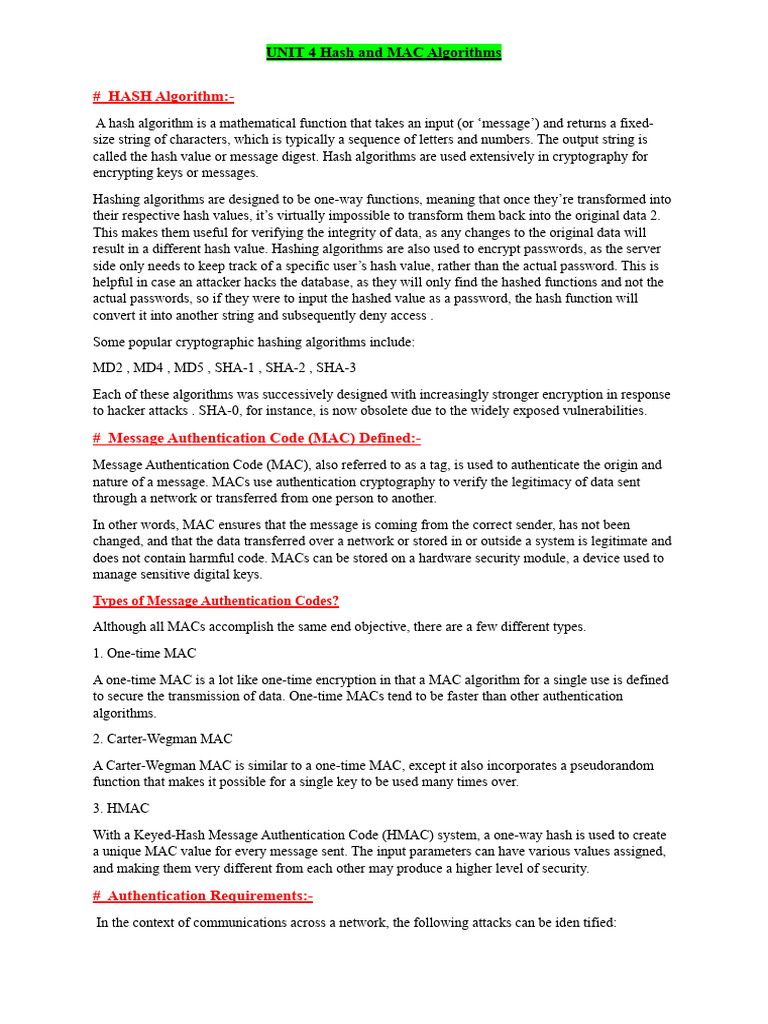 Hash and MAC Algorithms Overview | PDF | Public Key Cryptography ...