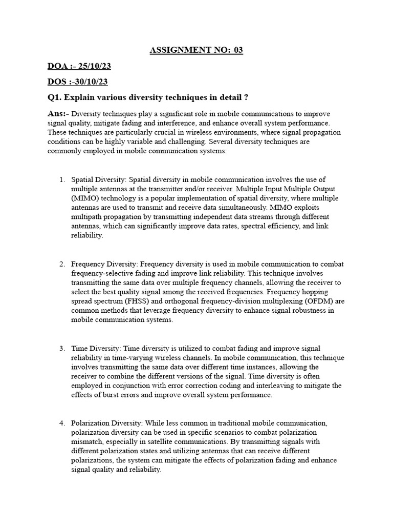 MCN Assi 3 | PDF | Mimo | Orthogonal Frequency Division Multiplexing