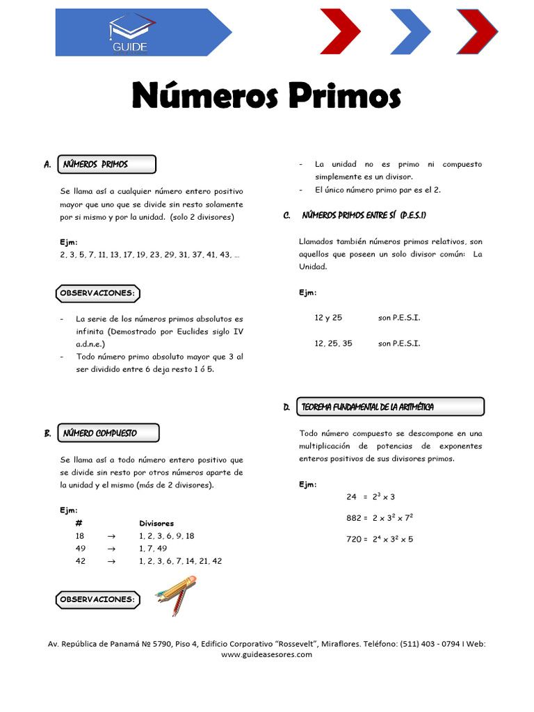 Semana 9 Numeros Primos | PDF | Número primo | Matemática Elemental