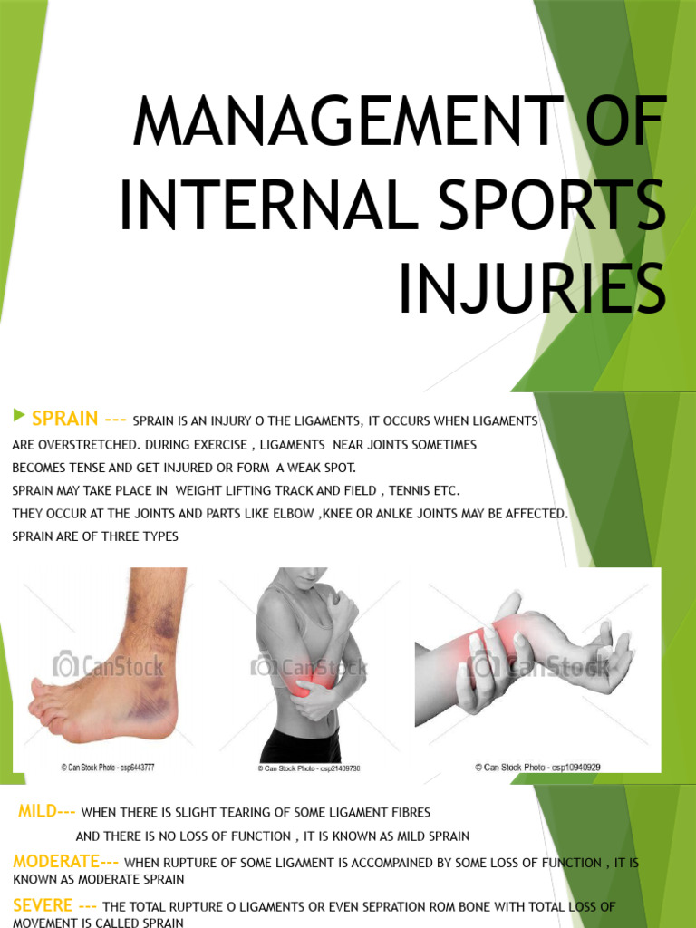 Management of Internal Injuries Like Sprain and Strain | PDF | Injury ...