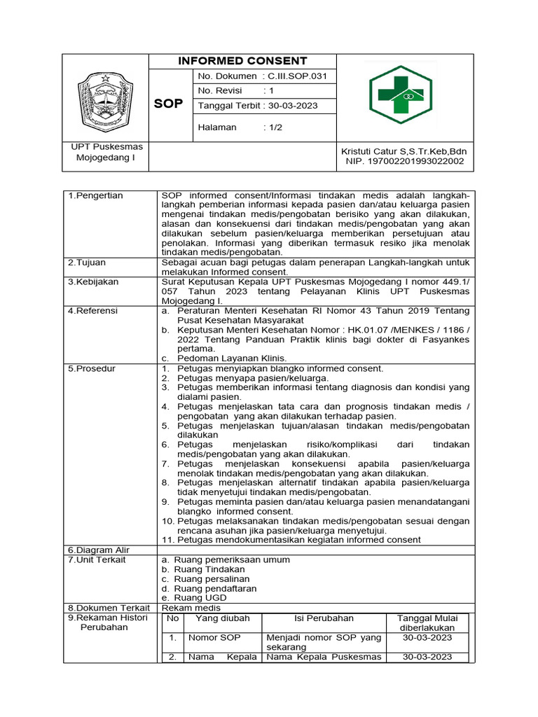 SOP Informed Consent OKE | PDF