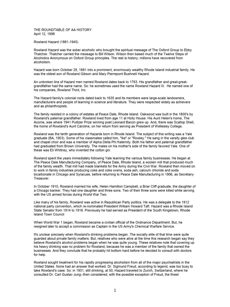 Rowland Hazard | PDF | Carl Jung | Bill W.