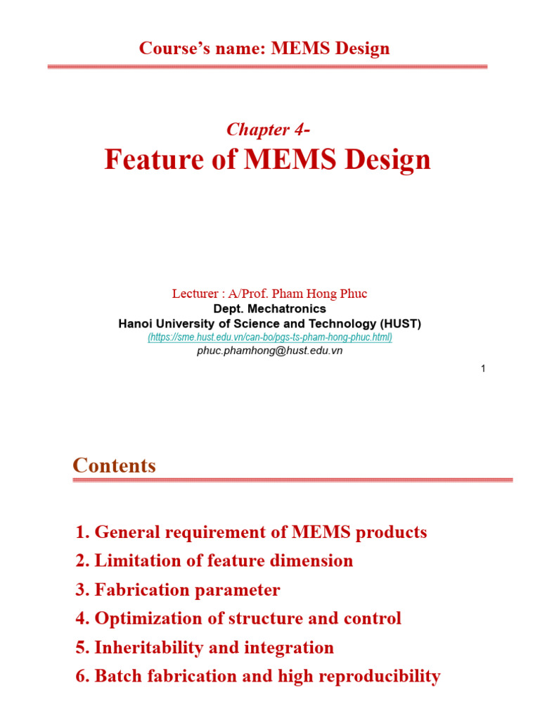 MEMS Design Chap 4 - Feature of MEMS DESIGN-New | PDF | Semiconductor ...