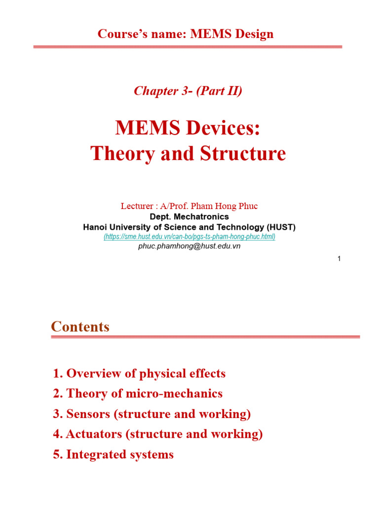 Mems Design Chap 3 (P2-New) - Theory and Structure | PDF