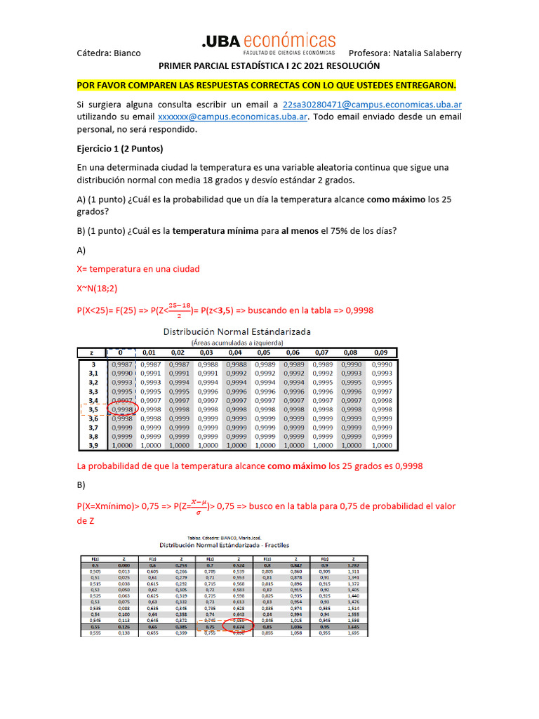 Primer Parcial 2C 2021 Resolución | PDF | Diferencia | Teoría de ...