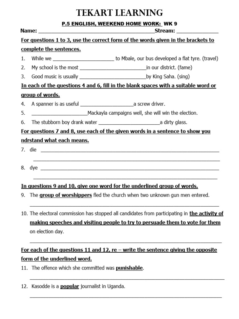 Tekart-Learning-P.5 ENG WEEKEND 9 | PDF | Foreign Language Studies | Art