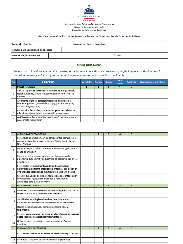 Rubrica - Evaluacion-Experiencia - Nivel Primario | PDF | Evaluación | Enseñando