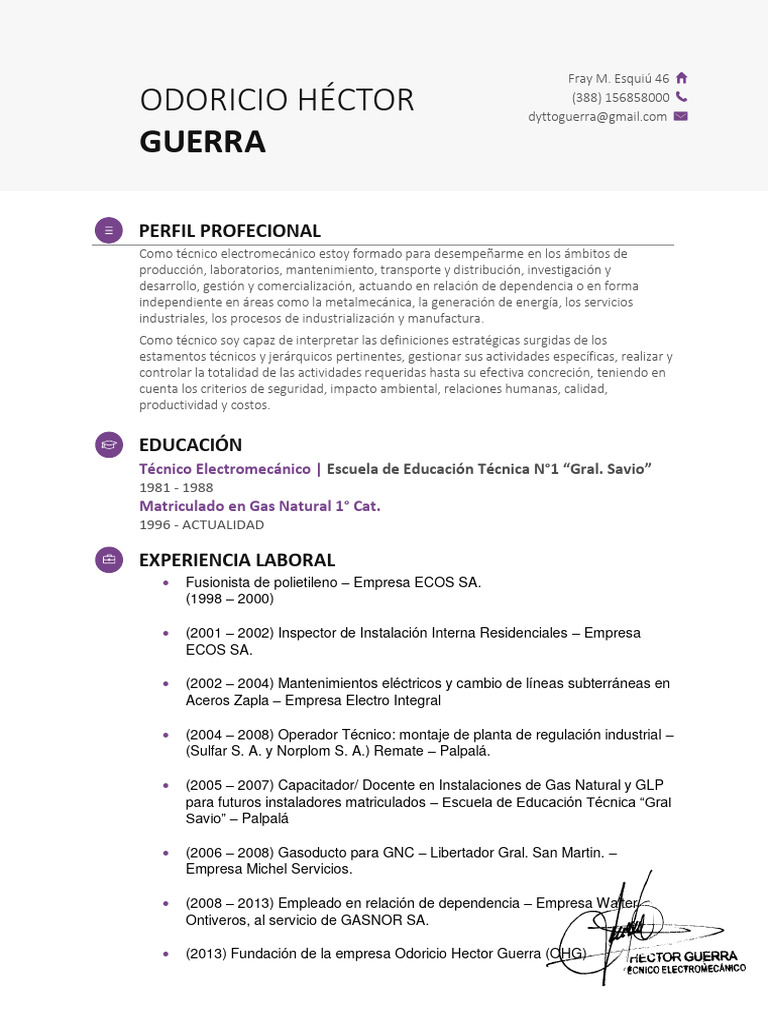 CV Odoricio Hector Guerra | PDF