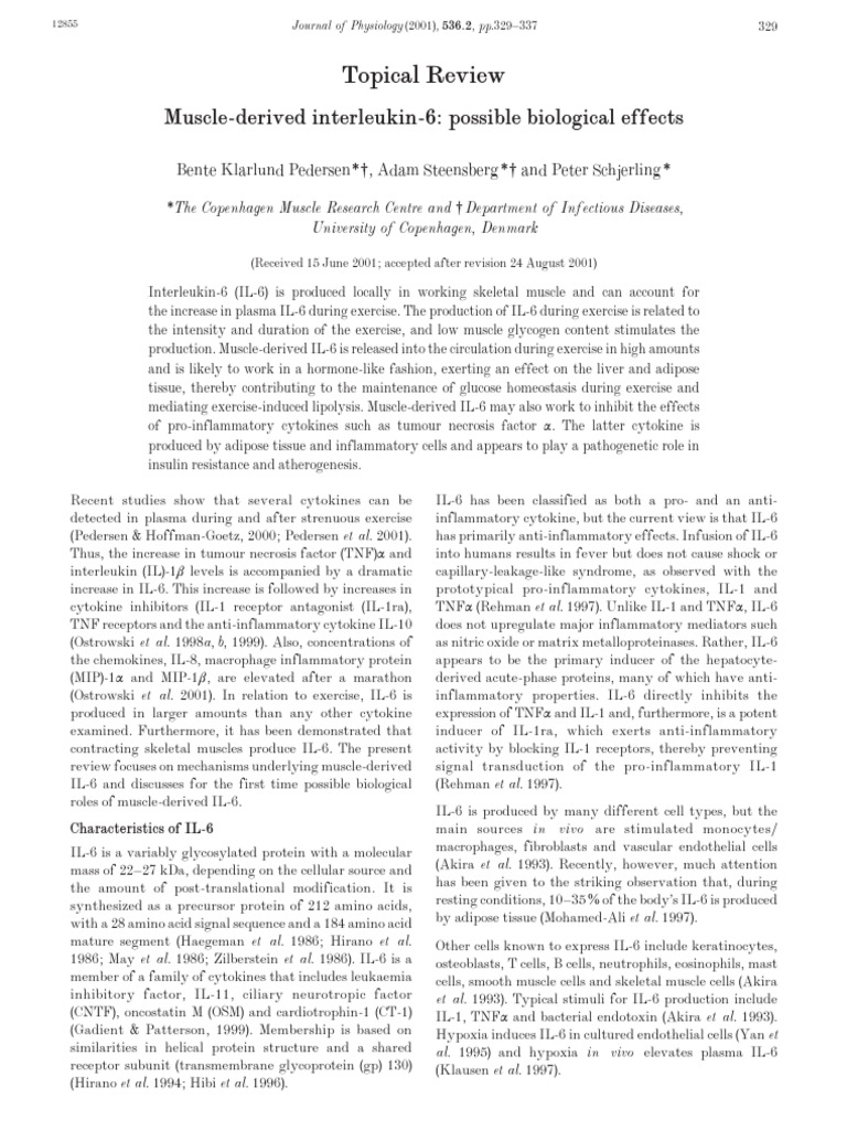 The Journal of Physiology - 2001 - Pedersen - Muscle Derived ... The Journal of Physiology - 2001 - Pedersen - Muscle Derived ...