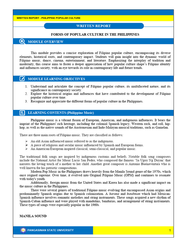 Filipino Popular Culture Overview | PDF | Art