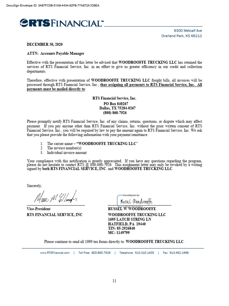 RTS Notice of Assignment | PDF | Invoice | Taxes