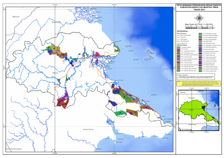 Peta Sebaran Perkebunan Kabupaten Berau Tahun 2014 | PDF