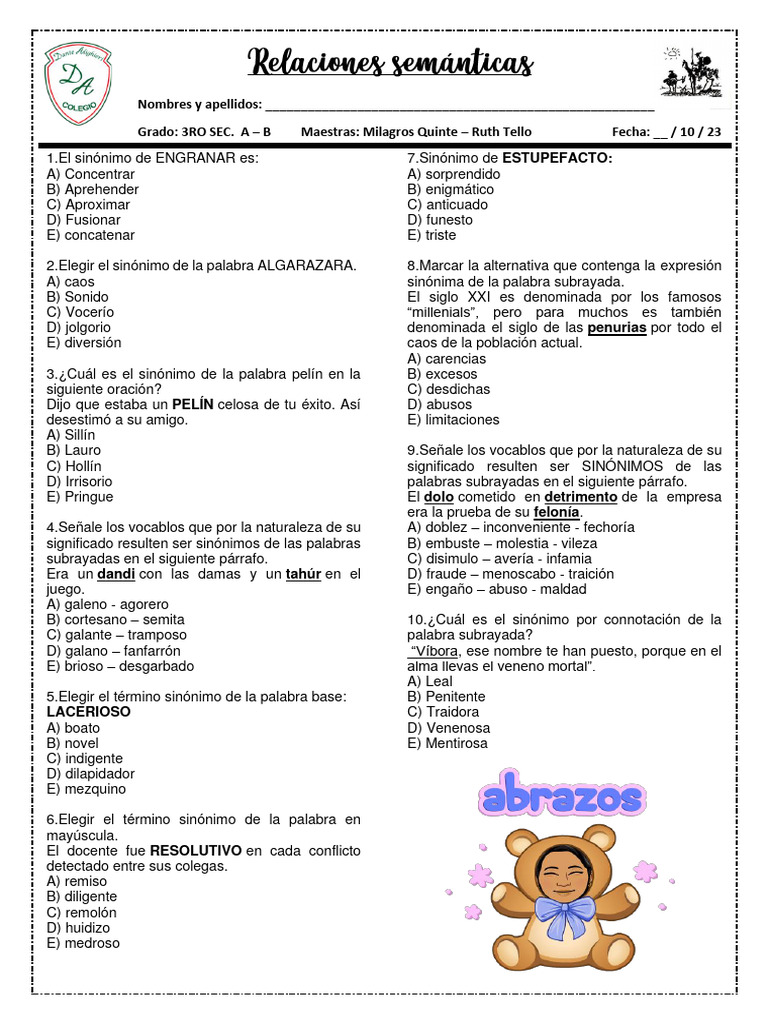 Sinónimos y Antónimos en Contexto | PDF