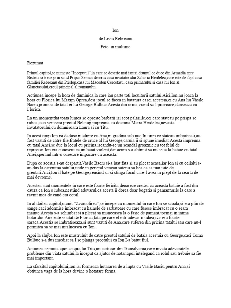 Ion de Liviu Rebreanu 1 | PDF