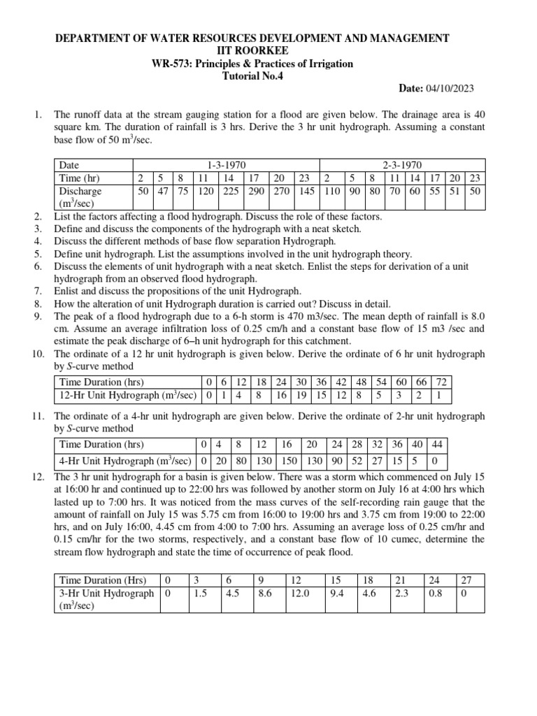 4.tutorial 4-Hydrograph | PDF | Flood | Discharge (Hydrology)