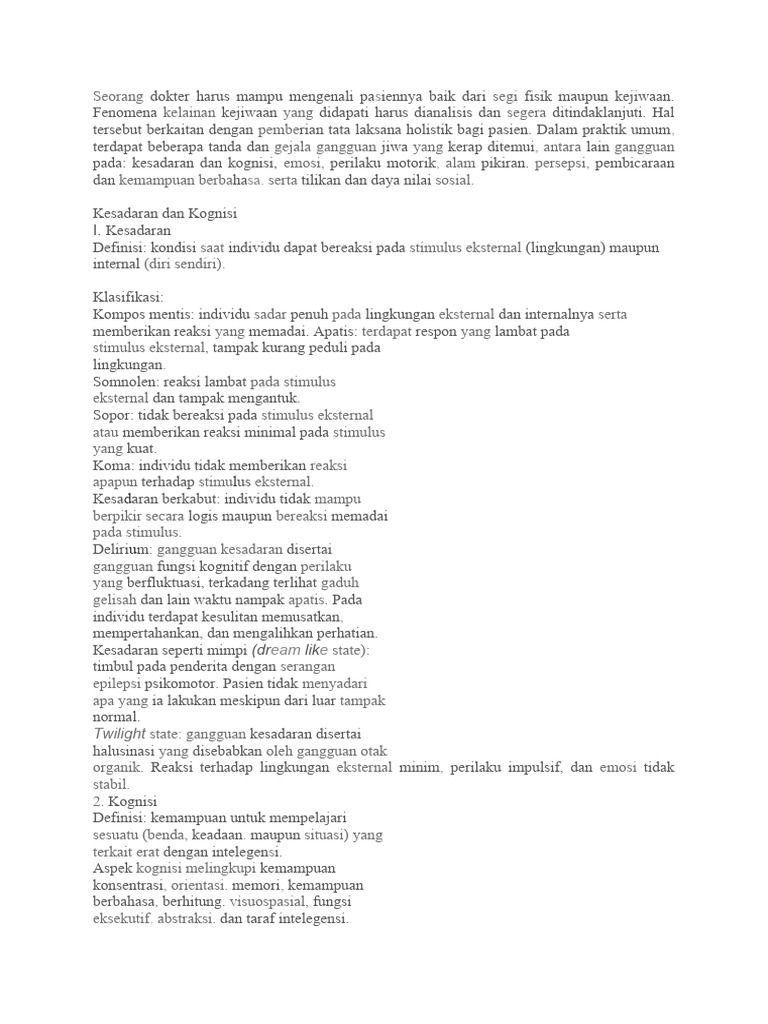 Tanda dan Gejala Gangguan Jiwa | PDF