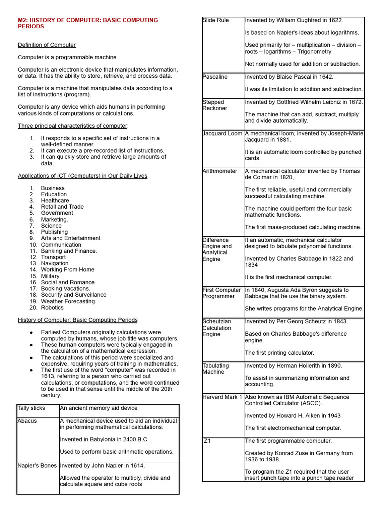 M2: History of Computer: Basic Computing Periods | PDF | World Wide Web ...