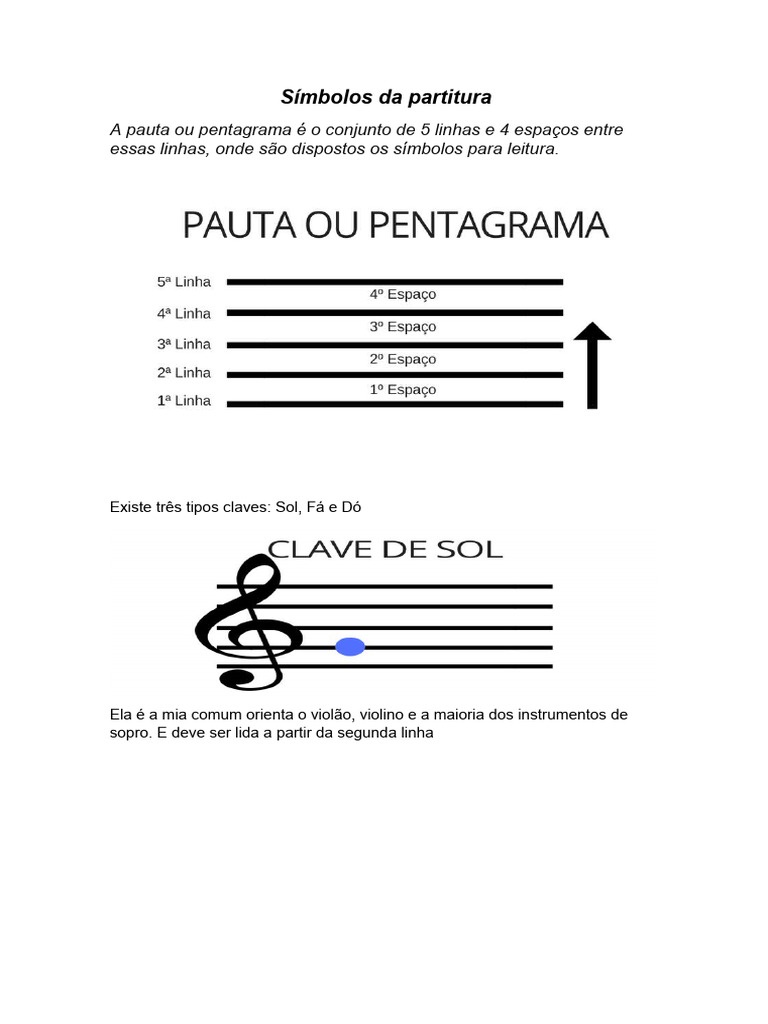 Símbolos e Claves da Partitura Musical | PDF | Artes Linguísticas e ...