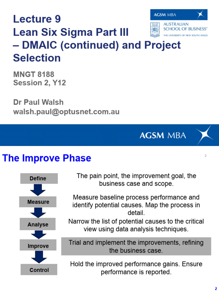 Lect 9 - Lean Sixsigma - Part - III | PDF | Six Sigma | Risk