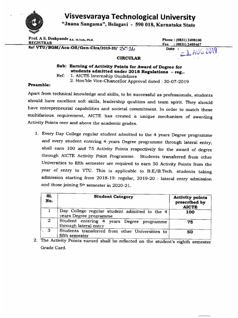 AICTE Activity Points Circular-1 | PDF AICTE Activity Points Circular-1 | PDF