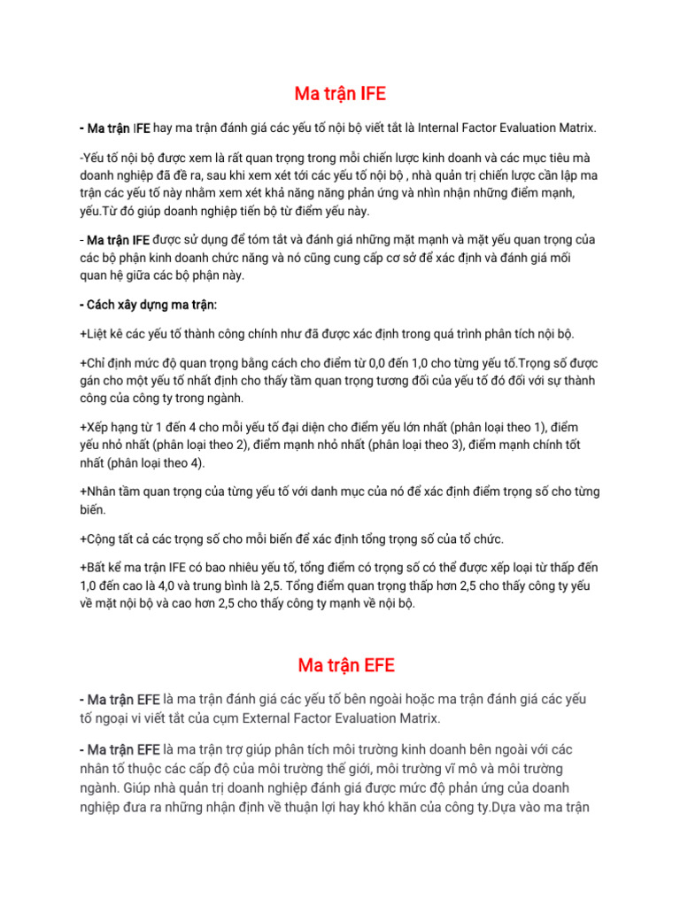 Ma Trận Ife Efe Wps Office | PDF