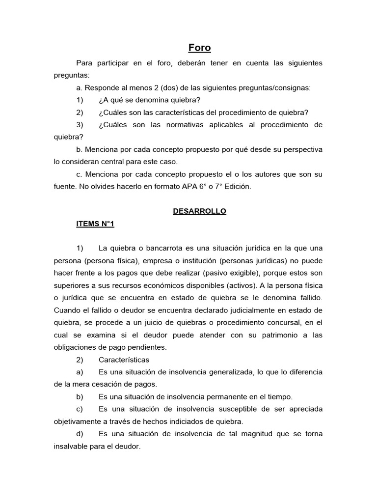 Foro TP 3 Quiebra | PDF