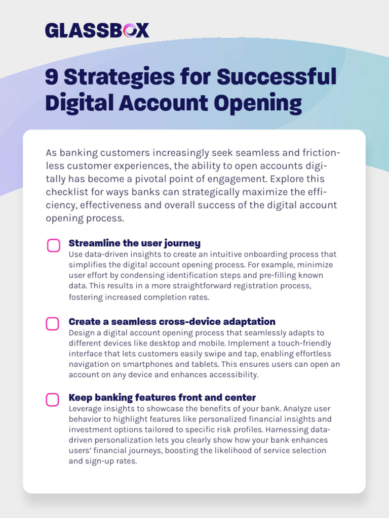 Digital Account Opening List | PDF
