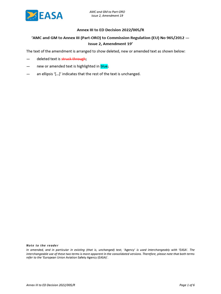 EASA Part-ORO AMC and GM Amendment 19 | PDF | Meteorology | Instrument ...