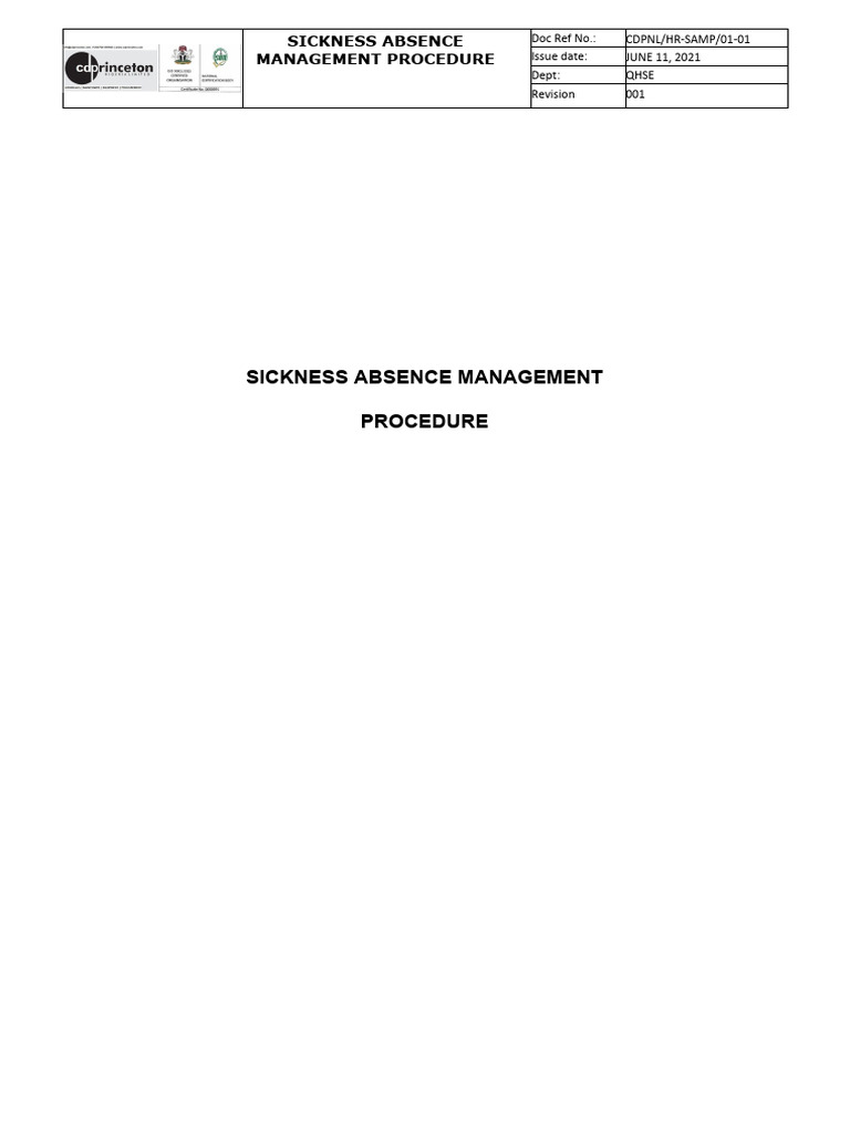 Sickness Absence Management Procedure | PDF | Employment | Occupational ...