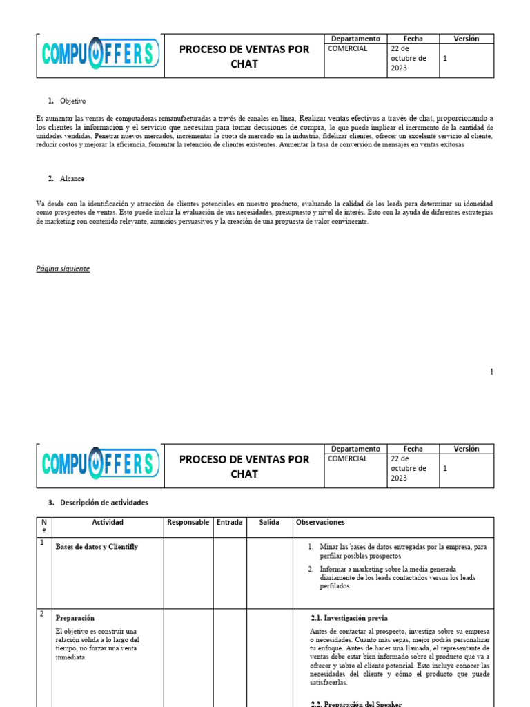 Proceso Ventas Por Chat) | PDF | Marketing | Cliente